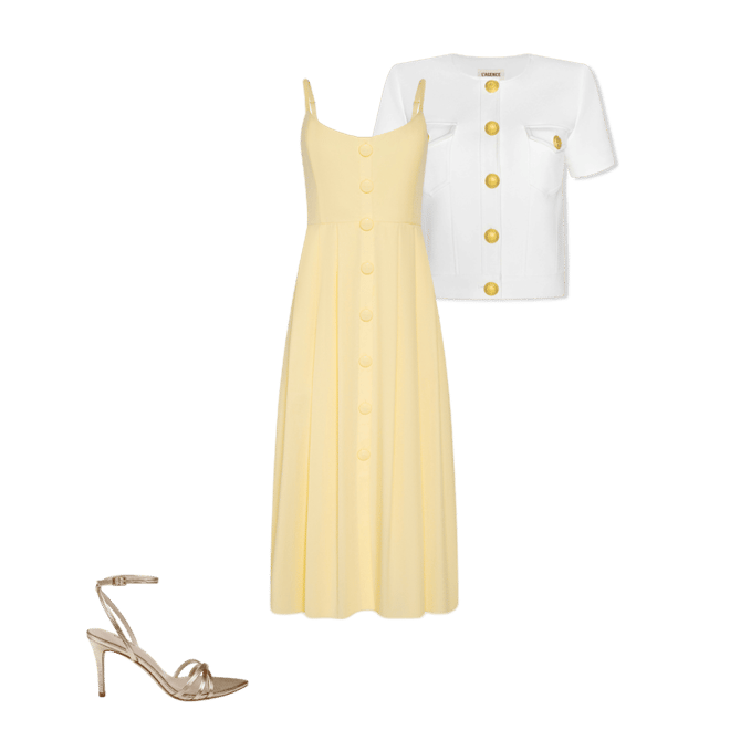 Reanne Midi Dress in Lemon Sorbet | L'AGENCE