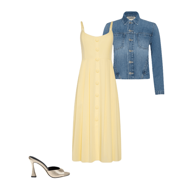 Reanne Midi Dress in Lemon Sorbet | L'AGENCE