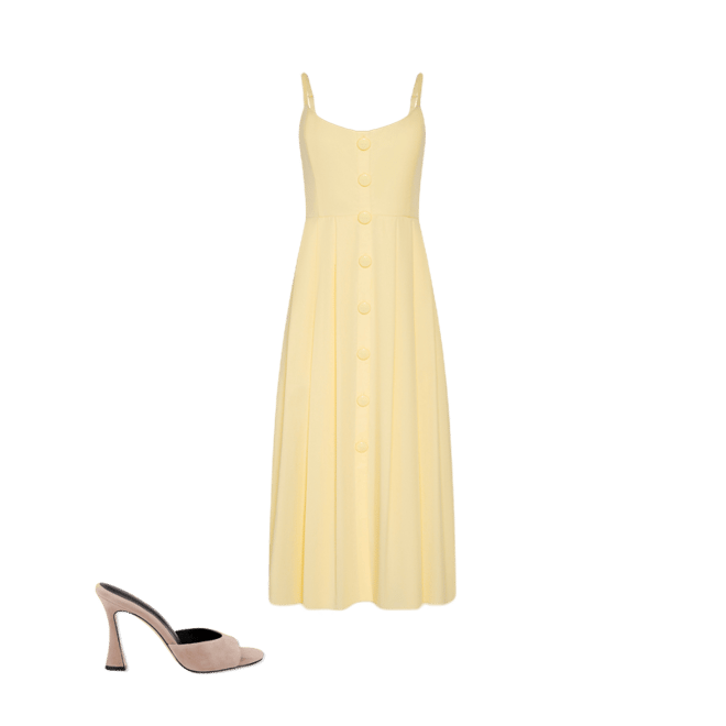 Reanne Midi Dress in Lemon Sorbet | L'AGENCE