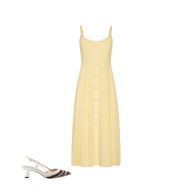 Reanne Midi Dress in Lemon Sorbet | L'AGENCE