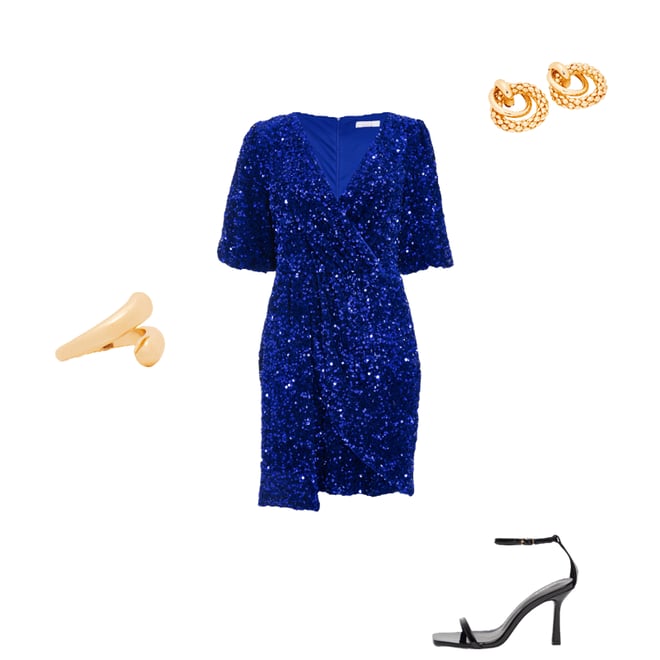 Royal Blue Sequin Wrap Mini Dress Quiz Clothing