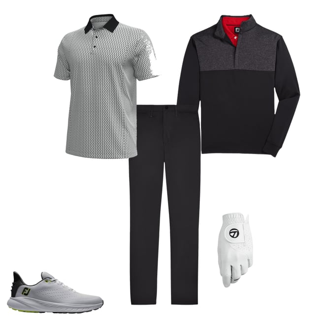 FootJoy Heather Yoke Half-Zip Mid-Layer Golf Pullover Black FootJoy Heather Yoke Half-Zip Mid-Layer Golf Pullover Black