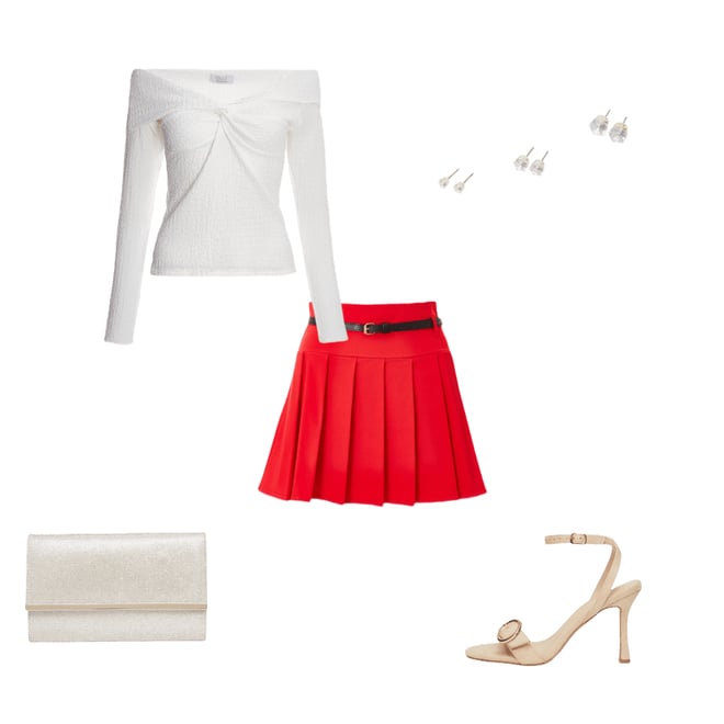 Red Pleated Mini Skirt Quiz Clothing