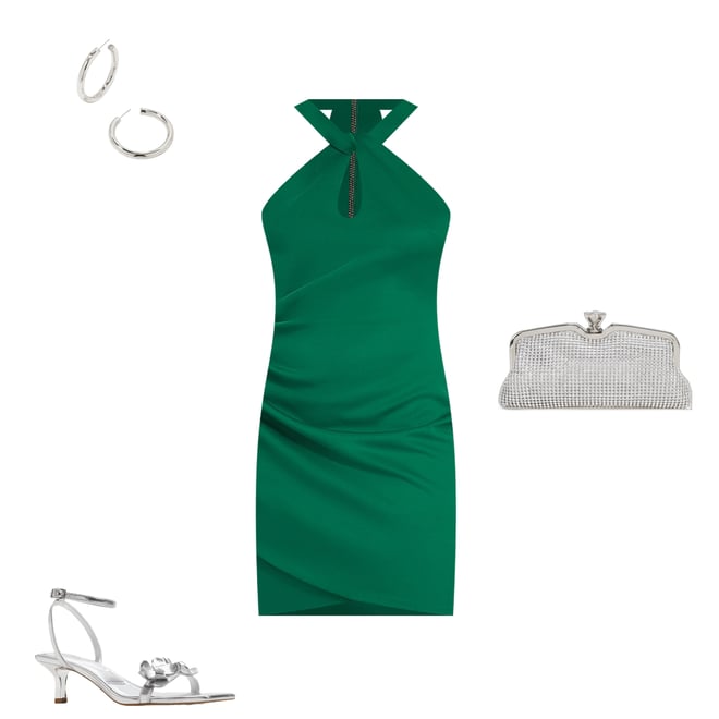 SIENA Twist Key Hole Halter Neck Faux Wrap Scuba Crepe Dress SIENA Twist Key Hole Halter Neck Faux Wrap Scuba Crepe Dress