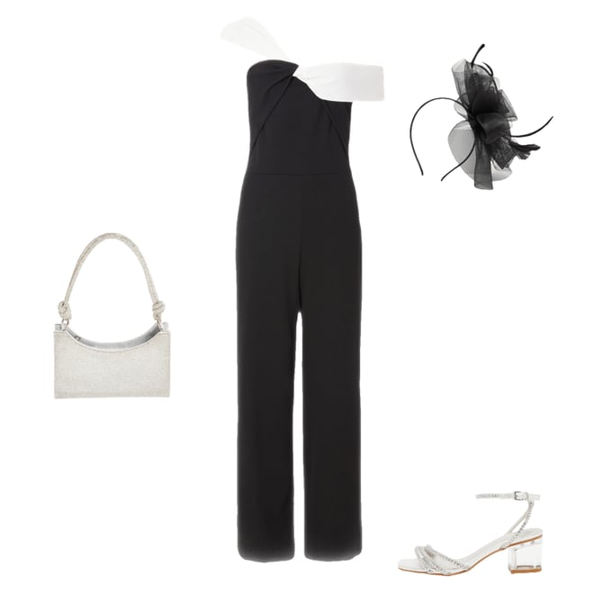 Black Contrast Bardot Jumpsuit Quiz Clothing
