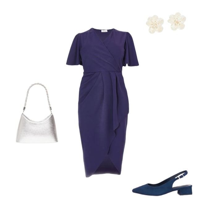Curve Navy Wrap Midi Dress Quiz Clothing