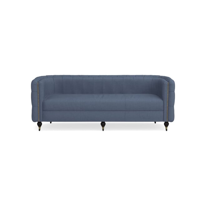 Soho Tufted 80 Sofa Standard Perennials Performance Basketweave Gray Grey Antique Brass Williams Sonoma