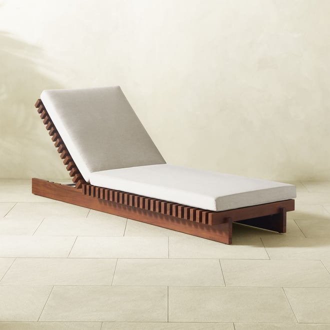 Taiko Stained Teak Outdoor Sun Lounger with Sunbrella Cushions