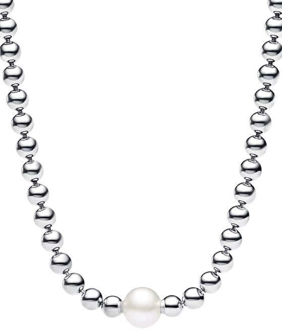 Pandora Sterling Silver Sparkling Treated Freshwater Cultured Pearl Beads Collier Necklace Macy s