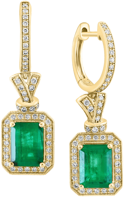 Brasilica by EFFY Emerald 2 7 8 ct. t.w. and Diamond 1 2 ct. t.w. Earrings in 14k Gold Created for Macy s