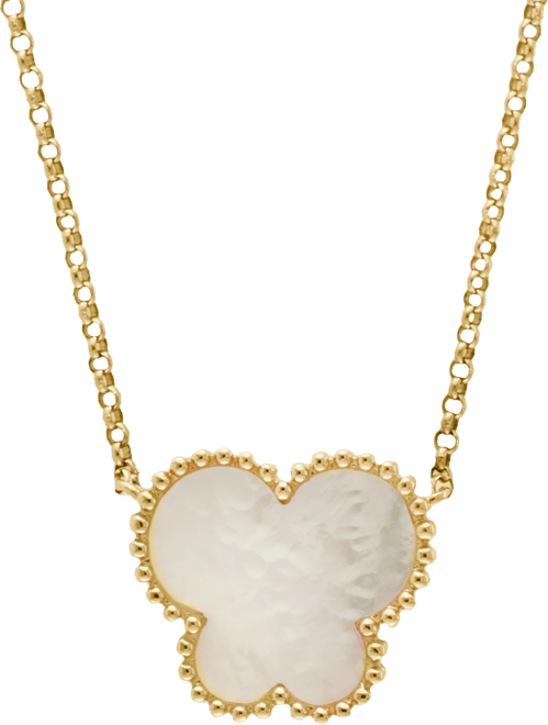 EFFY Mother of Pearl Butterfly 18 Pendant Necklace in 14k Yellow Gold