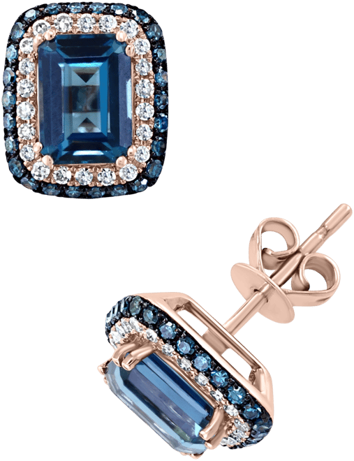 London blue topaz rose gold earrings store