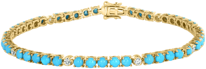 EFFY Collection EFFY Turquoise Diamond 1 3 ct. t.w. Tennis Bracelet in 14k Gold Macy s