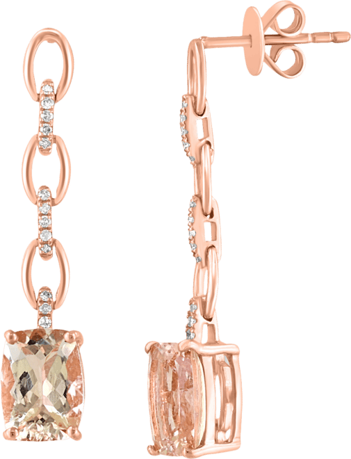 EFFY Morganite 2 1 2 ct. t.w. Diamond 1 20 ct. t.w. Chain Drop Earrings in 14k Rose Gold