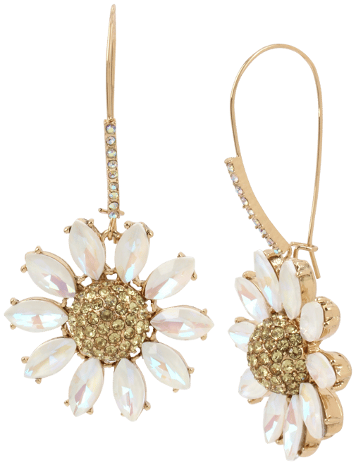 Betsey Johnson Pave Daisy Flower Long Drop Earrings Macy s