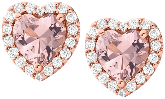Michael Kors 14k Rose Gold Plated Sterling Silver Crystal Heart Halo Drop Earrings Macy s